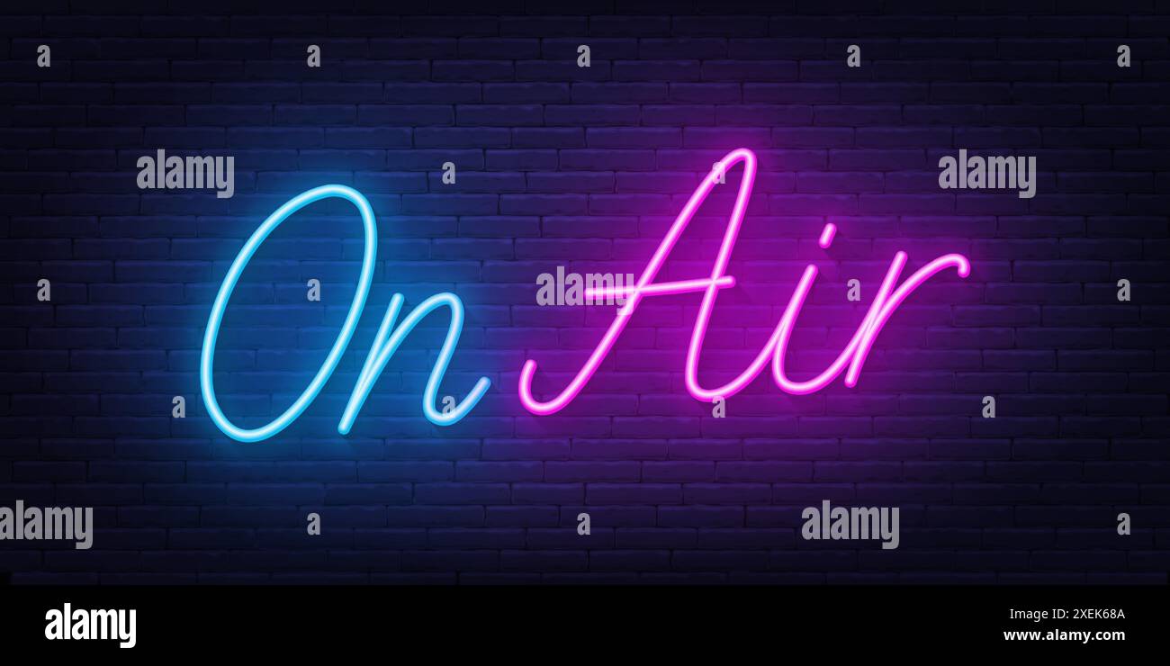 On Air Script Neon Sign on brick wall background Stock Vector Image ...