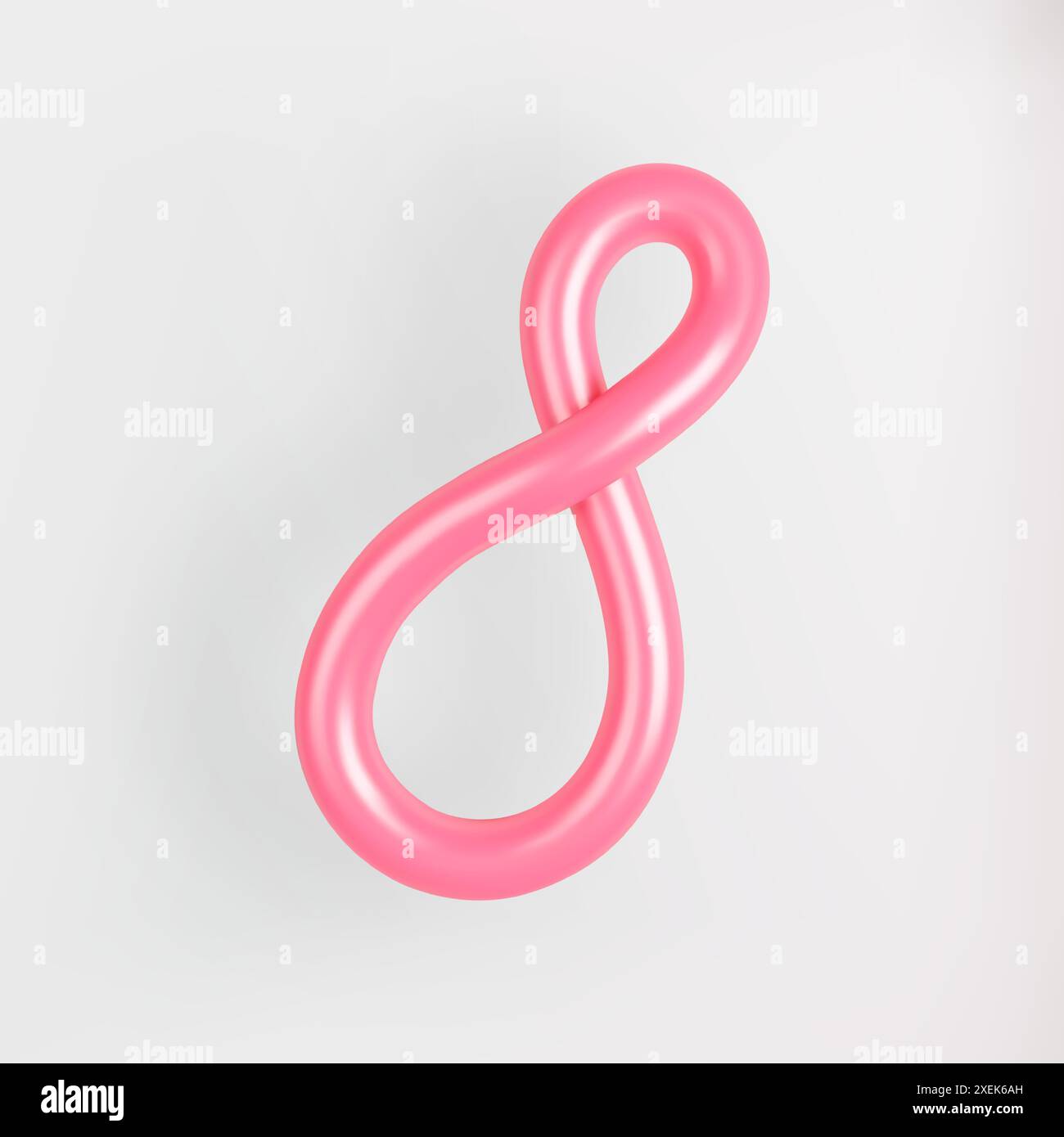 3D Pink Script Number 8 on light background. Cute Cursive Bubble ...
