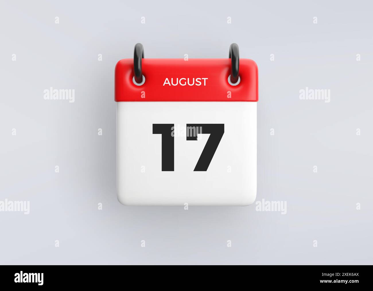 3D calendar icon with date 17 August on grey background. Vector ...