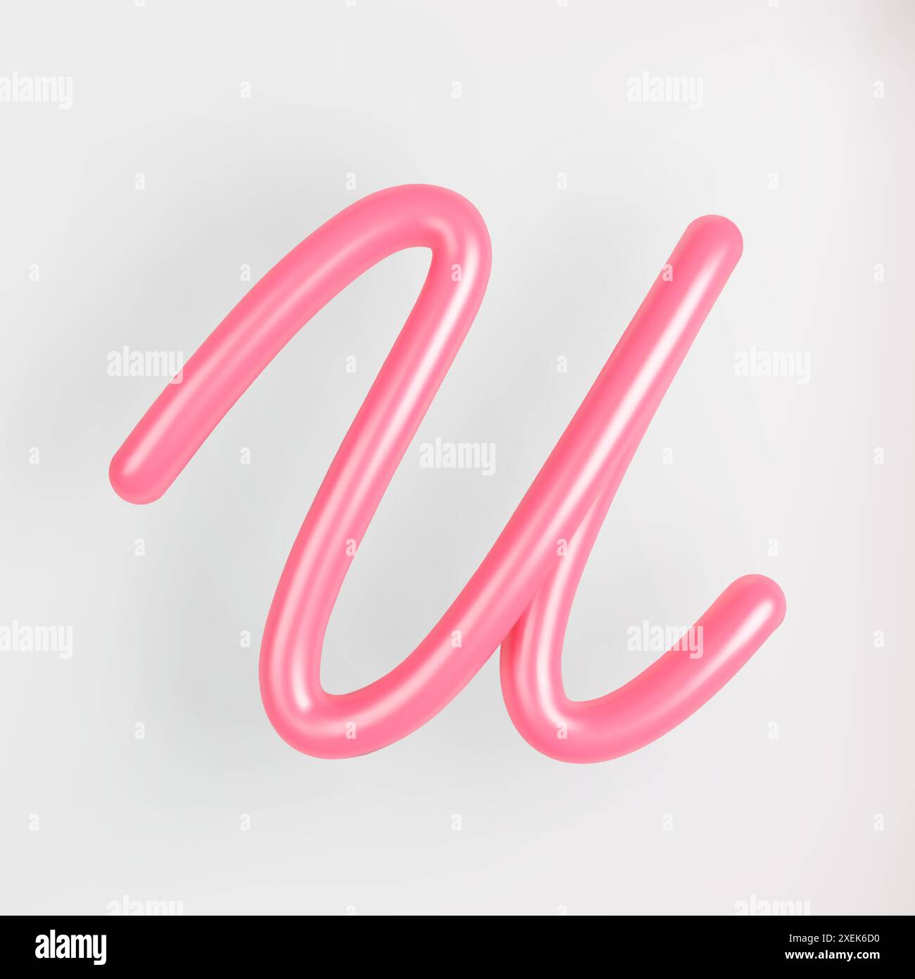 3D Pink Script Uppercase Letter U on light background. Cute Cursive ...