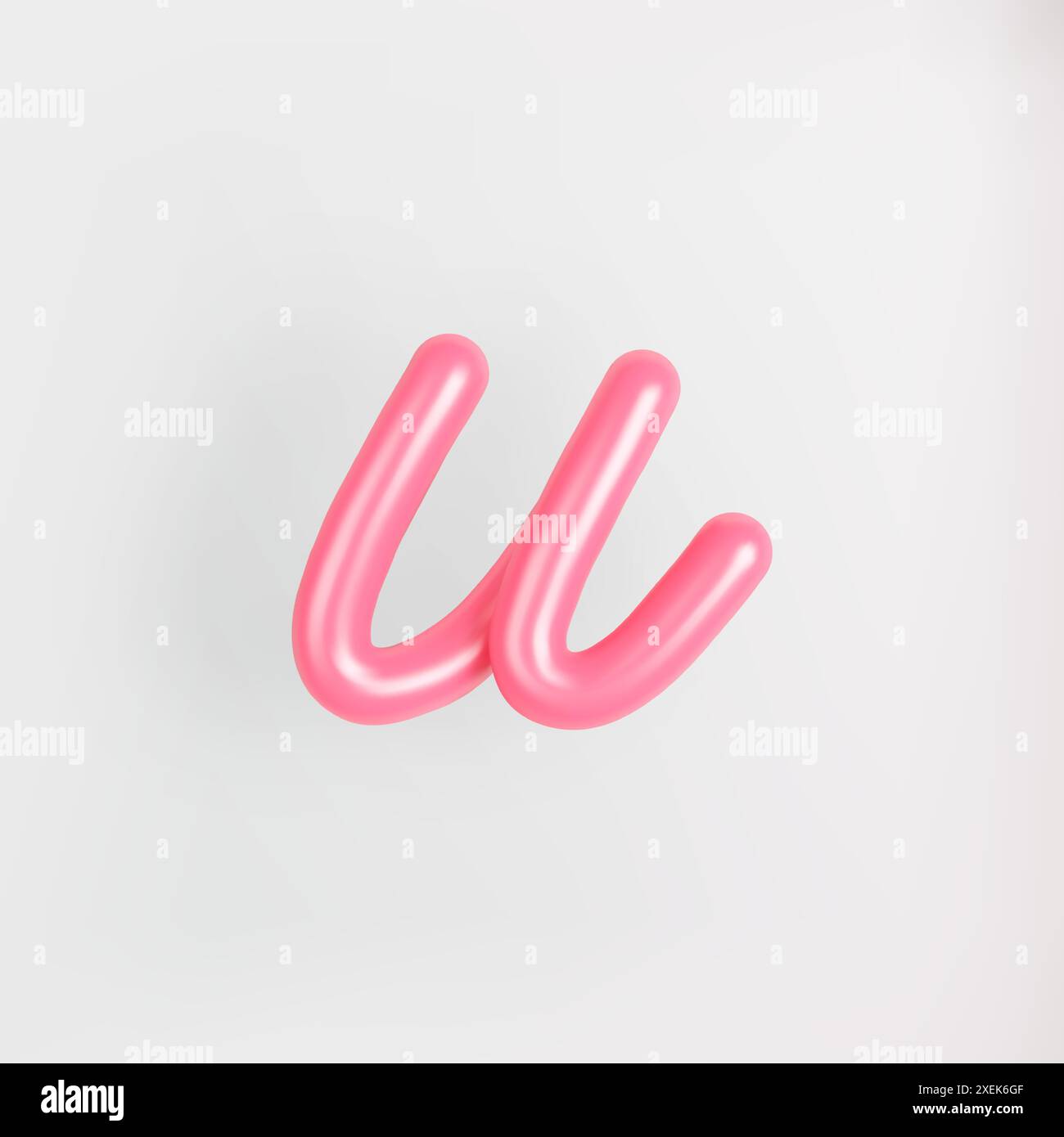 3D Pink Script Lowercase Letter U on light background. Cute Cursive ...