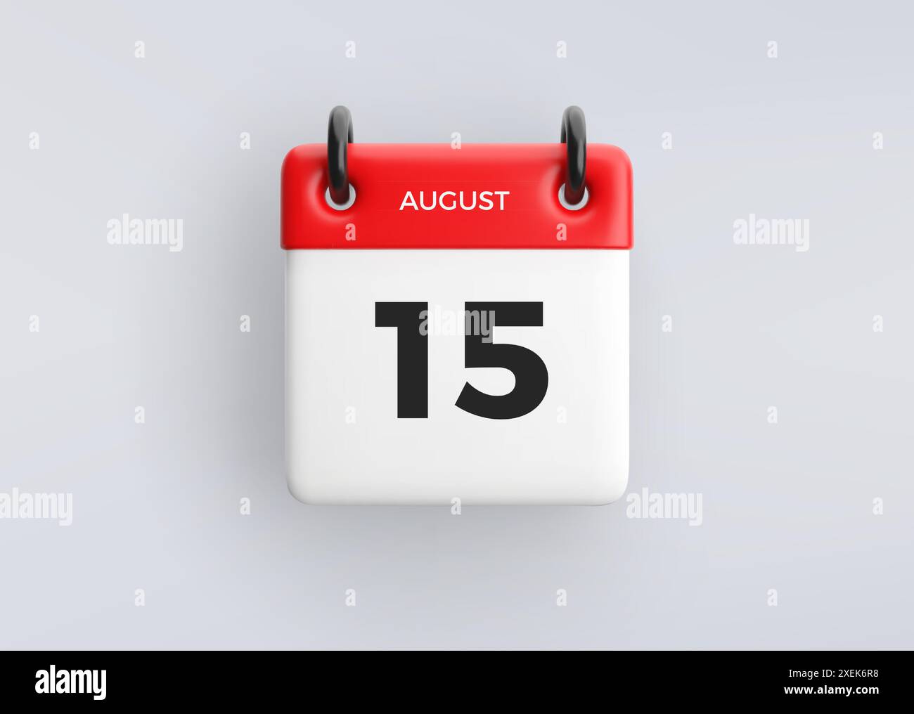 3D calendar icon with date 15 August on grey background. Vector ...