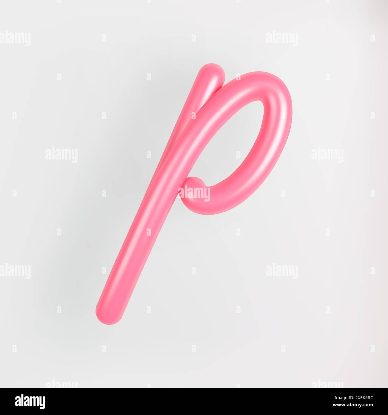 3D Pink Script Lowercase Letter P on light background. Cute Cursive ...