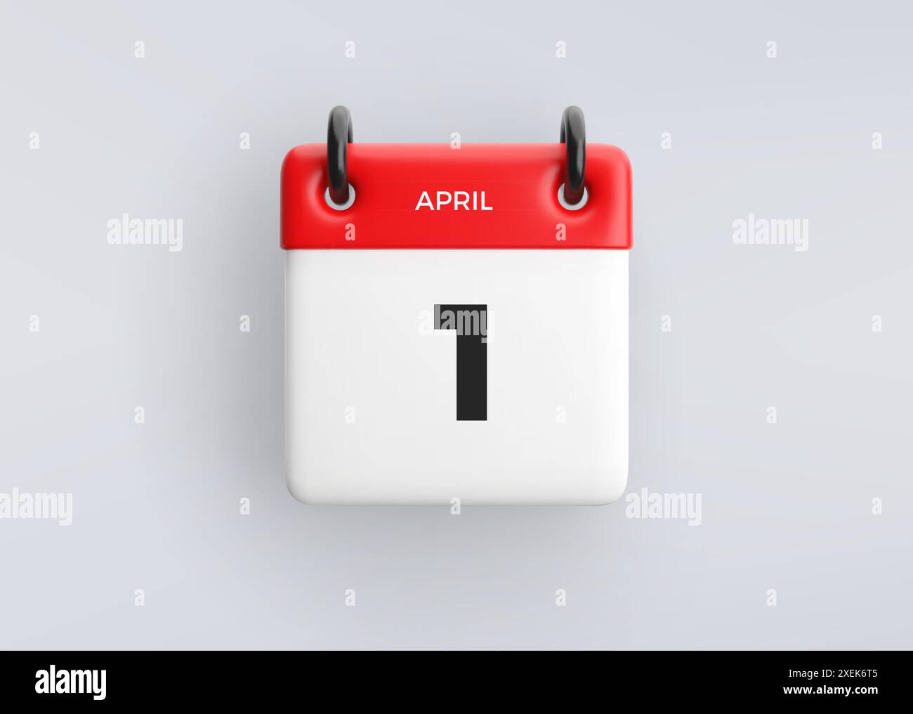 3D calendar icon with date 1 April on grey background. Vector schedule ...