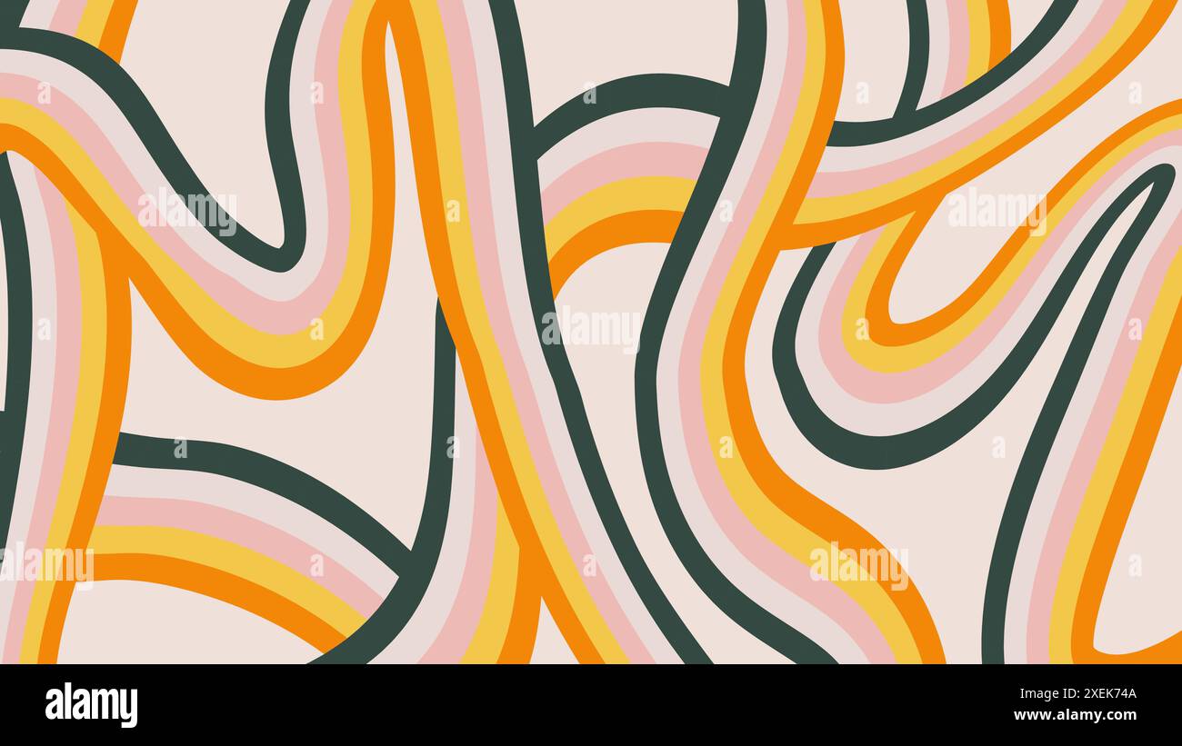 Groovy abstract pattern with tangled loops on beige background ...