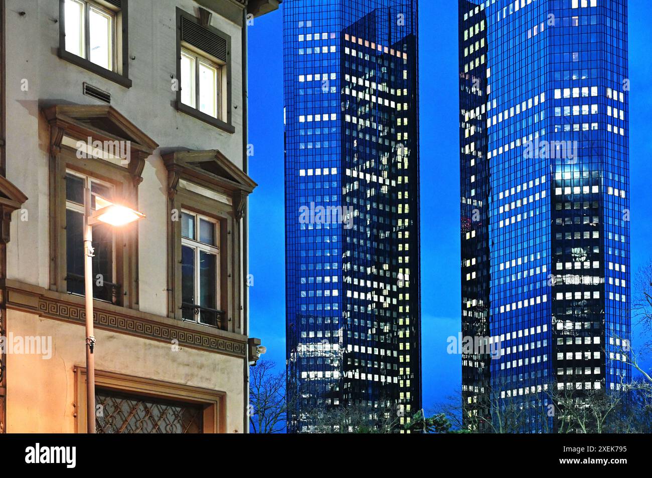 High-rise building in Frankfurt, at night Stock Photo - Alamy