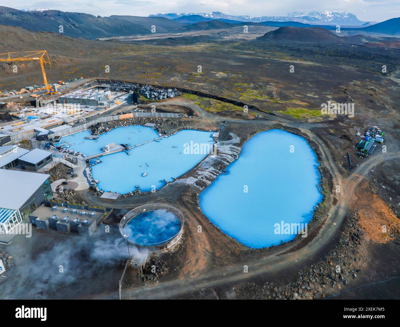Aerial view of the Blue lagoon in Iceland. The most famous and popular ...