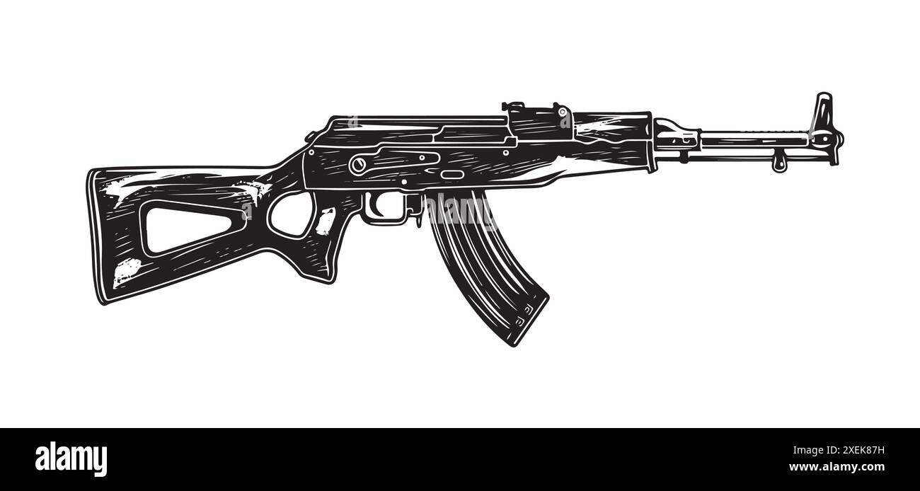 Hand-drawn sketch of musket rifle. Vintage illustration Stock Vector ...