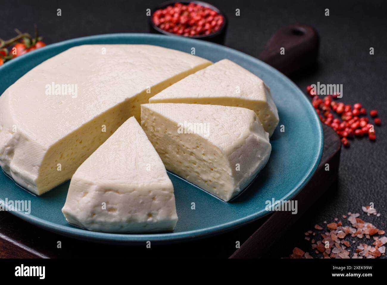 Delicious fresh white young cheese from cow's or sheep's milk Stock ...