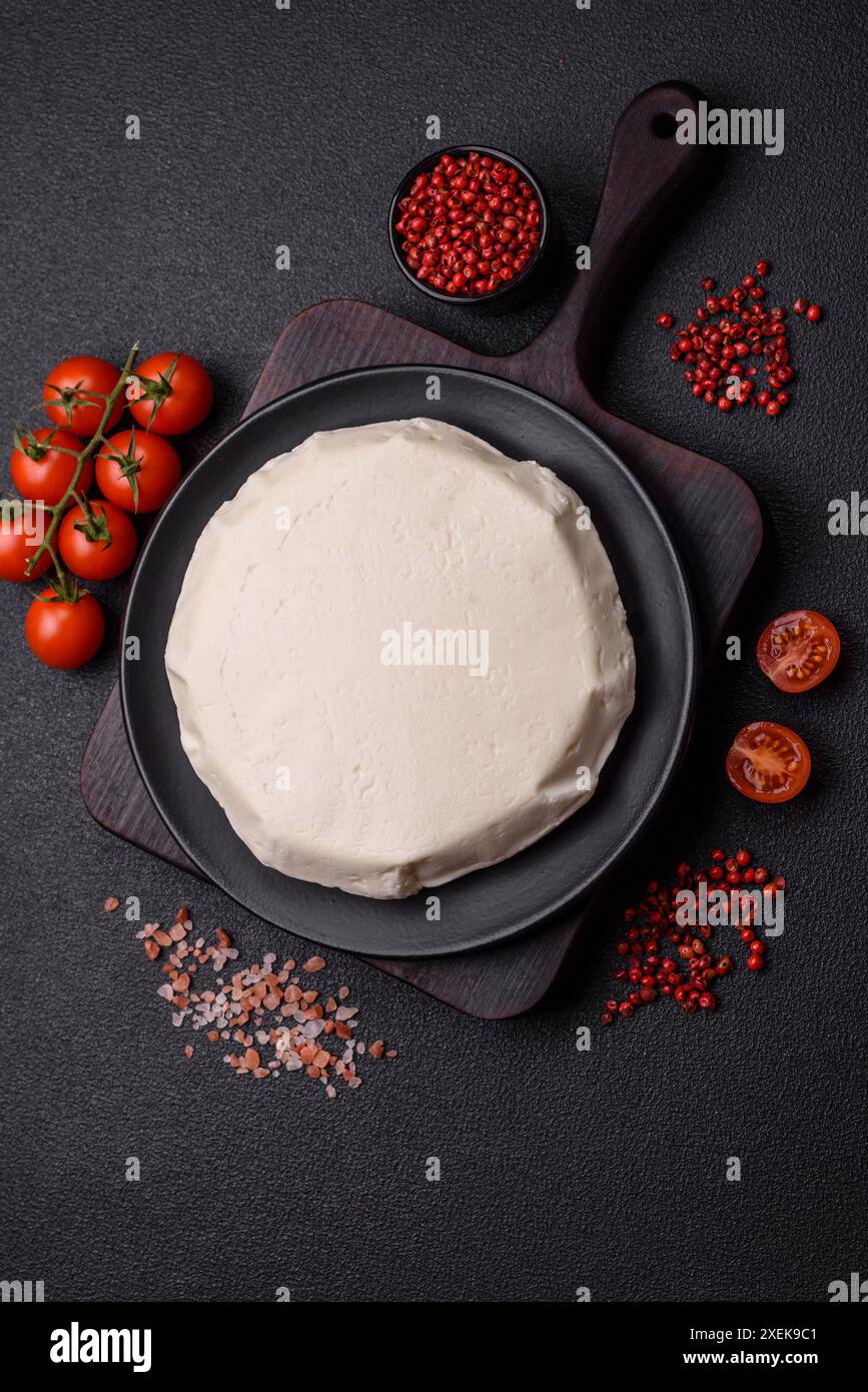 Delicious fresh white young cheese from cow's or sheep's milk Stock ...