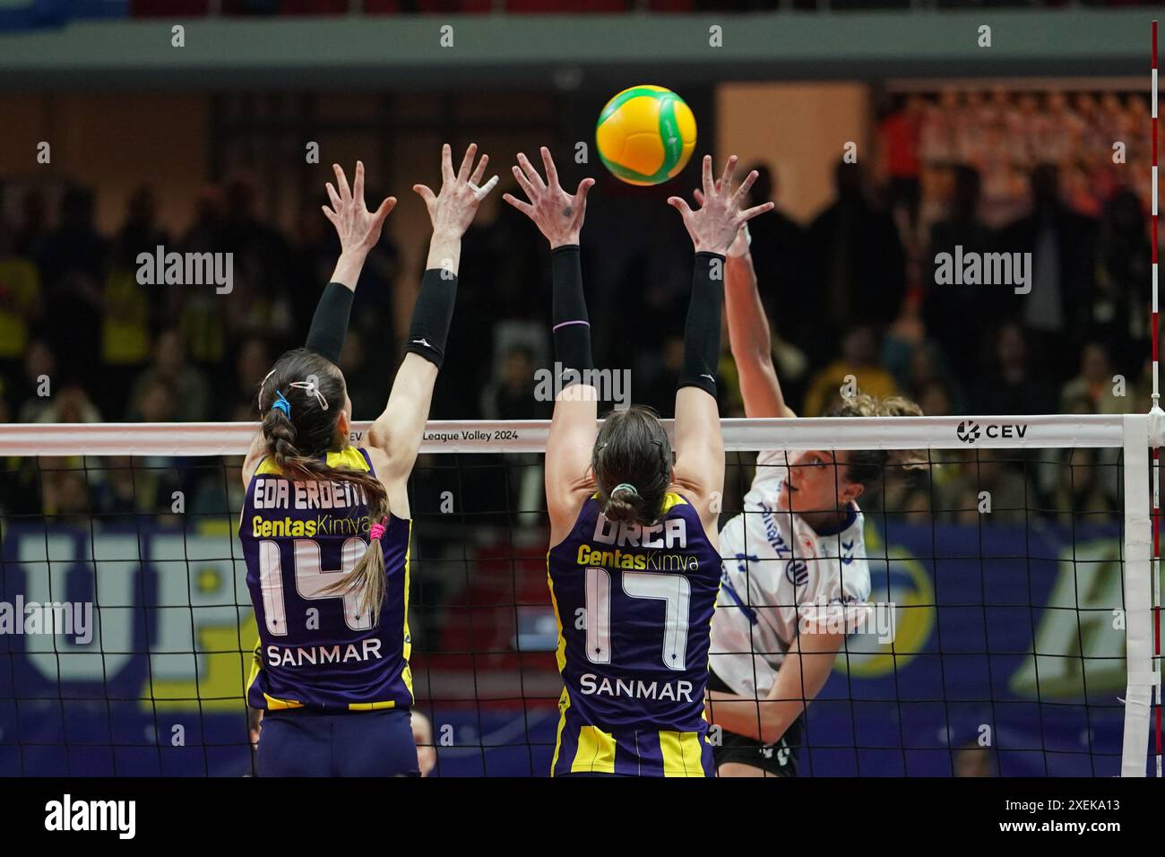 ISTANBUL, TURKIYE - FEBRUARY 28, 2024: Eda Erdem Dundar and Bojana Drca ...