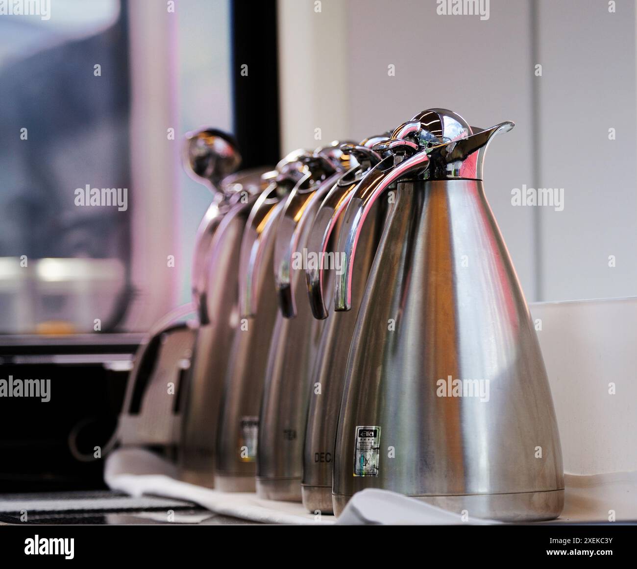 Banff, Canada - 21st June 2023:Row of stainless hopt water flasks Stock ...