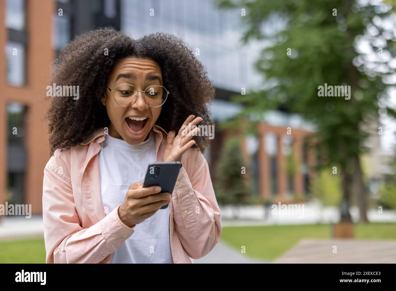 Excited woman female latino student hi-res stock photography and images ...