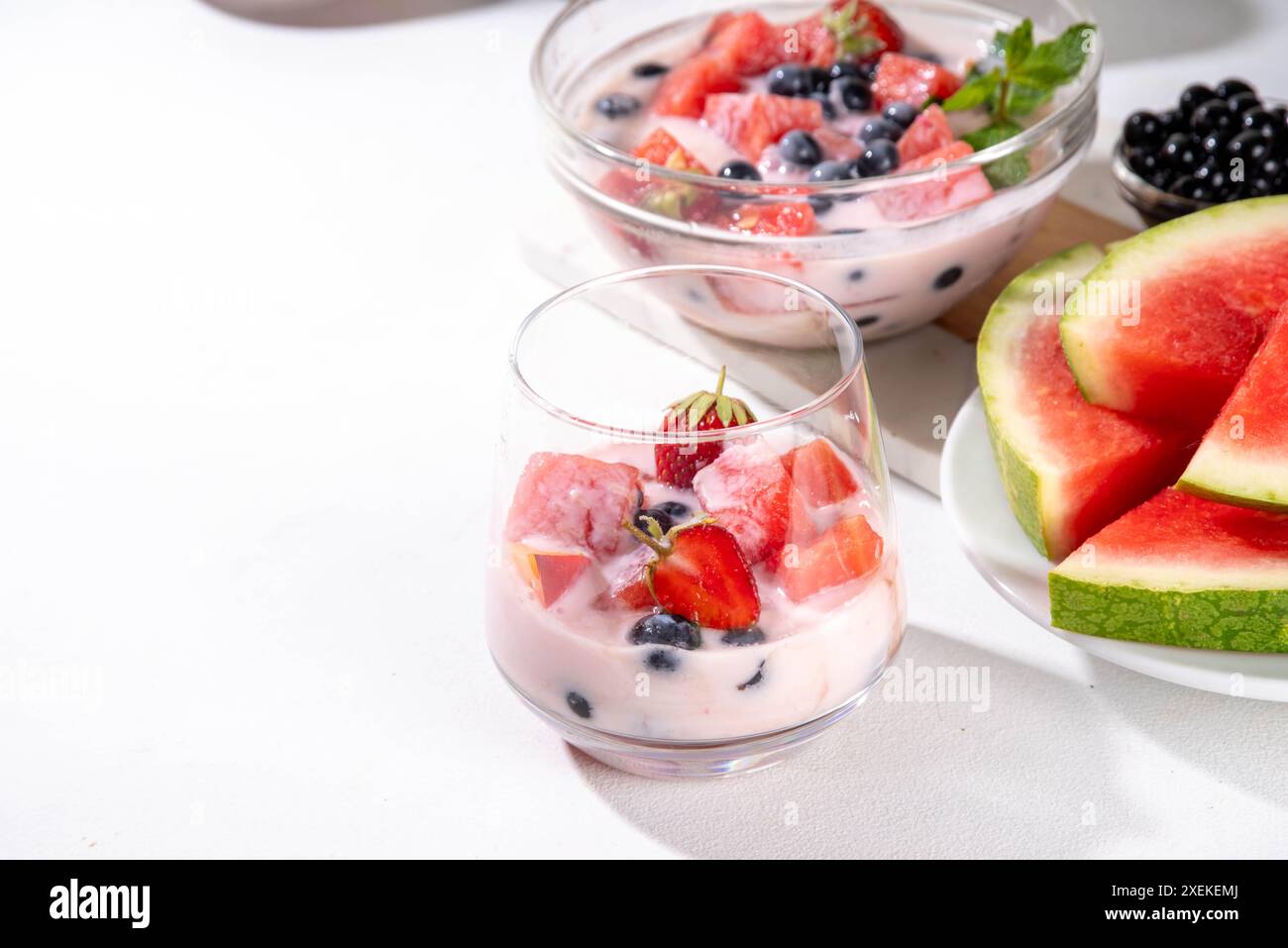 Subak Hwachae cocktail, Korean traditional watermelon punch salad drink ...