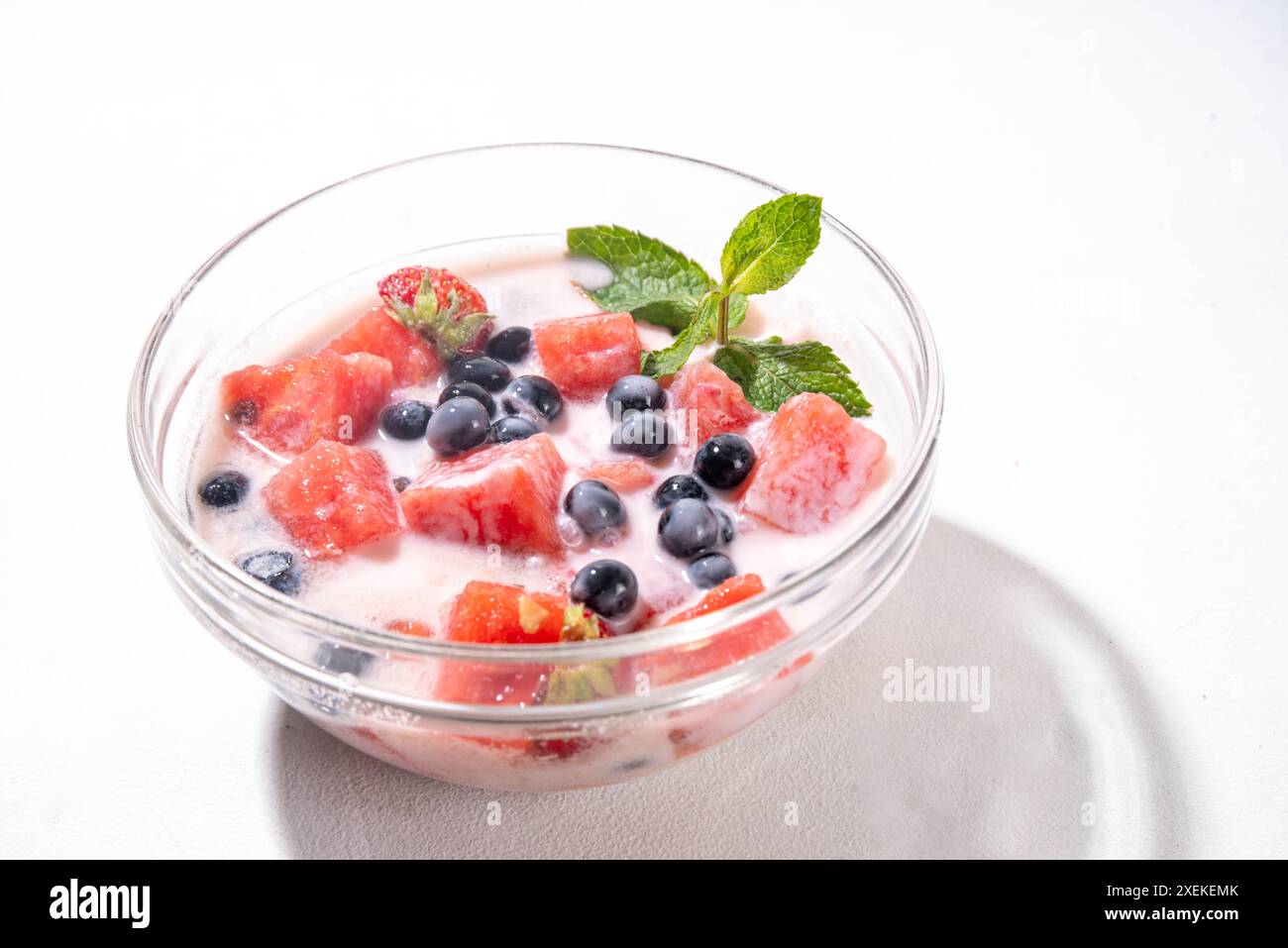 Subak Hwachae cocktail, Korean traditional watermelon punch salad drink ...