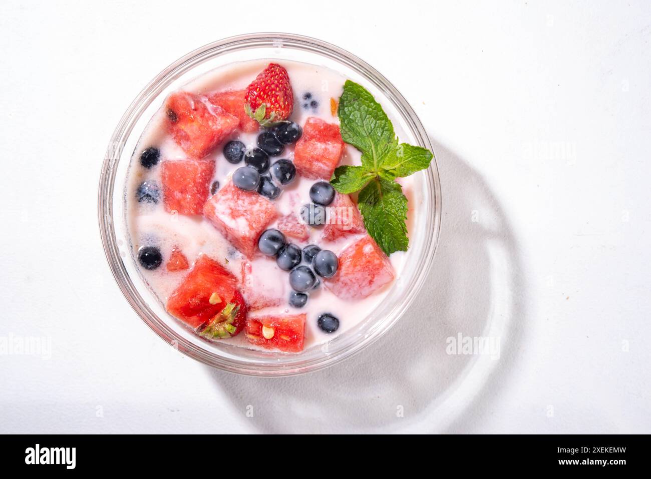 Subak Hwachae cocktail, Korean traditional watermelon punch salad drink ...