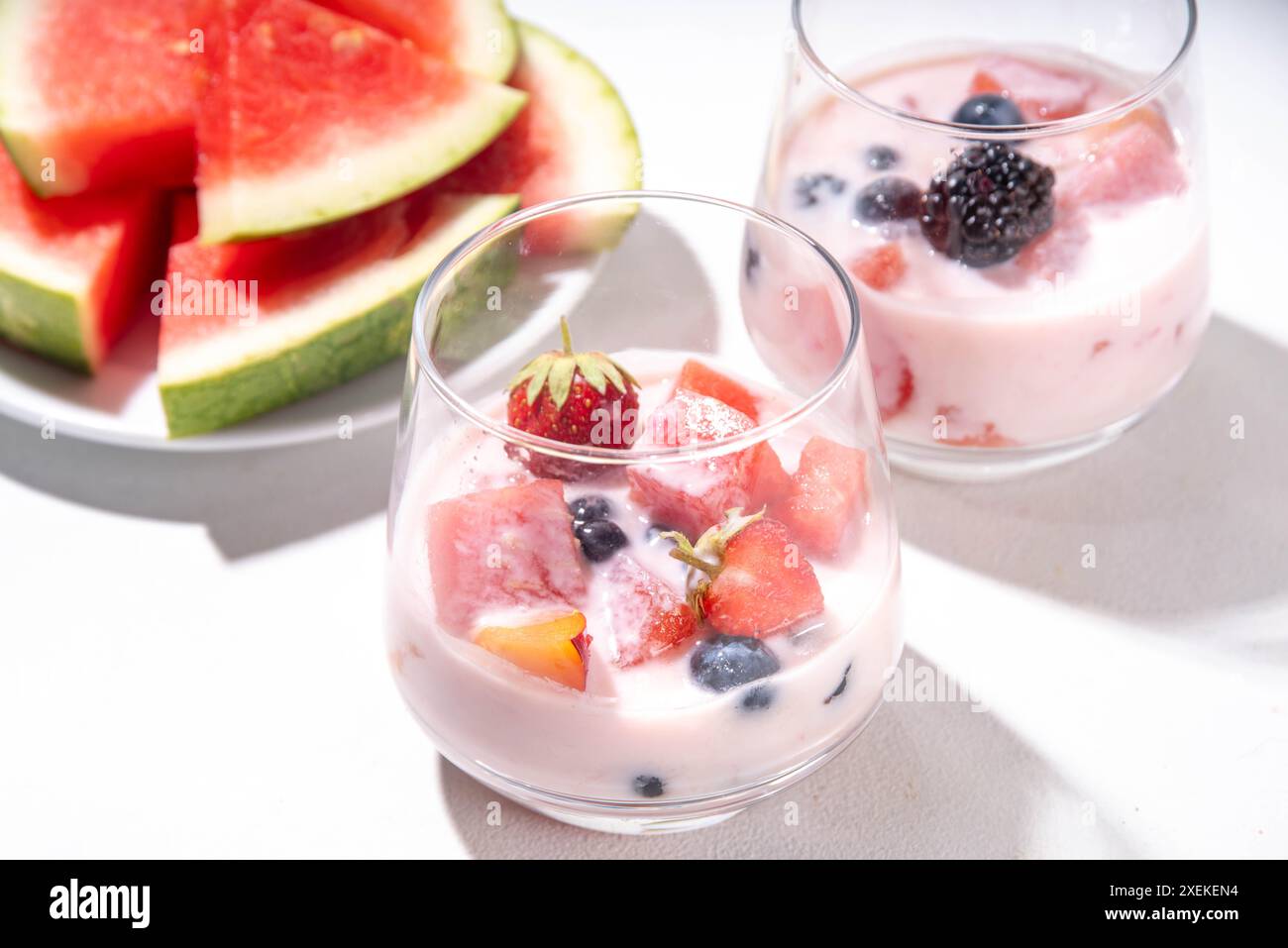 Subak Hwachae cocktail, Korean traditional watermelon punch salad drink ...