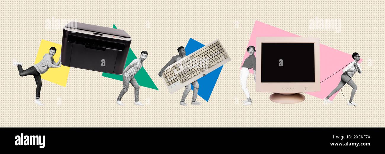 Composite trend artwork 3D sketch image photo collage of workspace ...