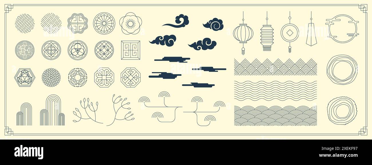 Asian style korean clouds japanese cloud linear hi-res stock ...