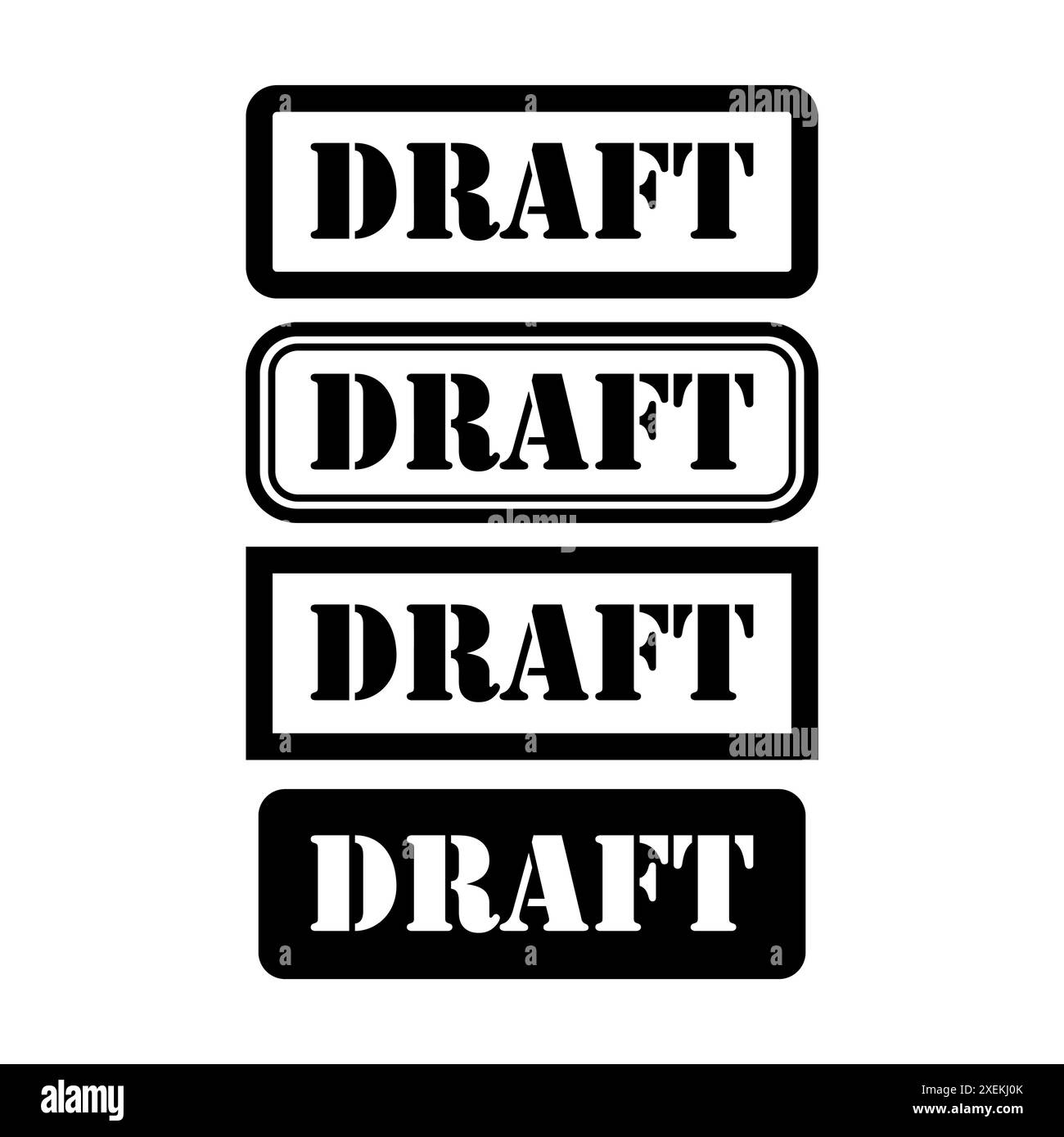 Set of Draft stamp symbol, label sticker sign button, text banner ...