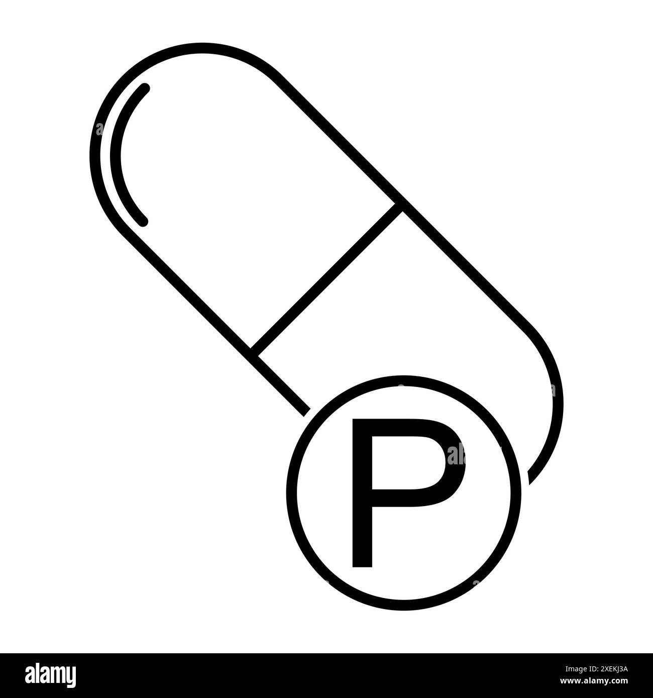 Mineral P icon, healthy medicine pill supplement symbol, complex ...