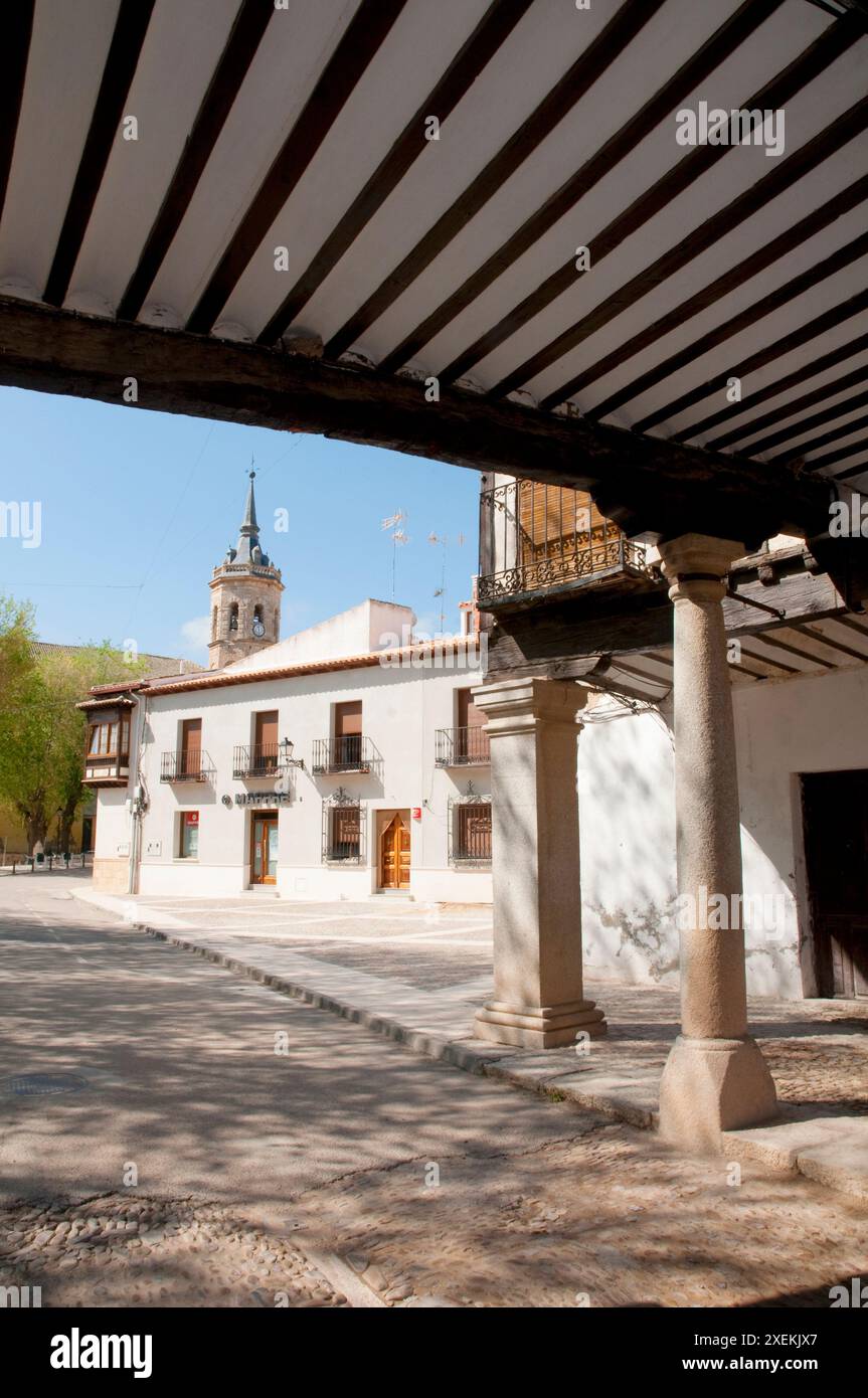 Street from the arcade, Plaza Mayor. Tembleque, Toledo province ...