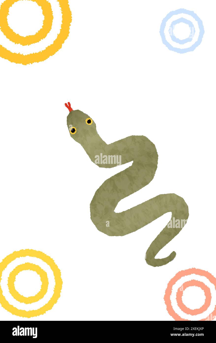 Japanese-style New Year's card for the year of the Snake, 2025, with a ...