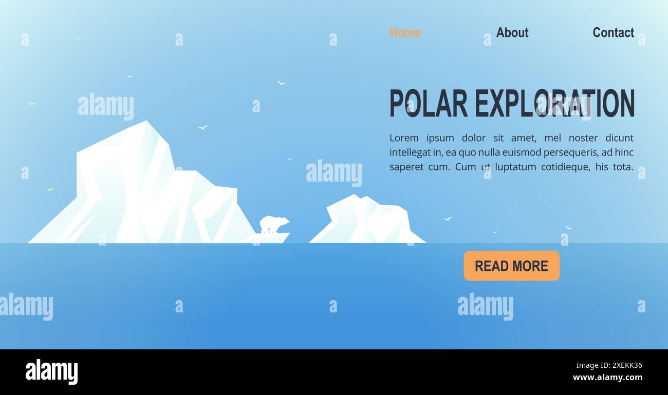 Antarctica landscape, floating iceberg banner. Global warming ...