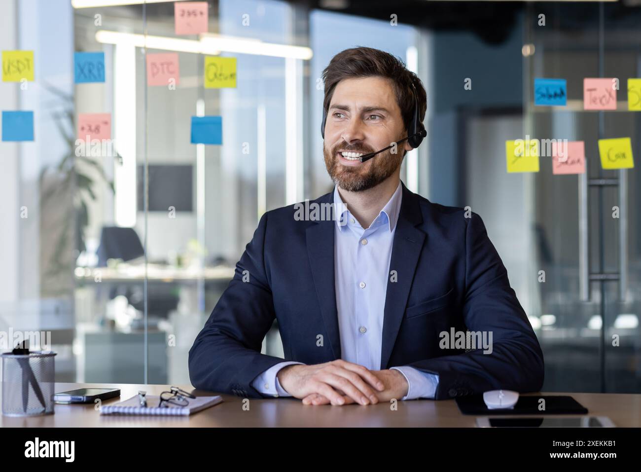 Professional businessman communicates during online hi-res stock ...