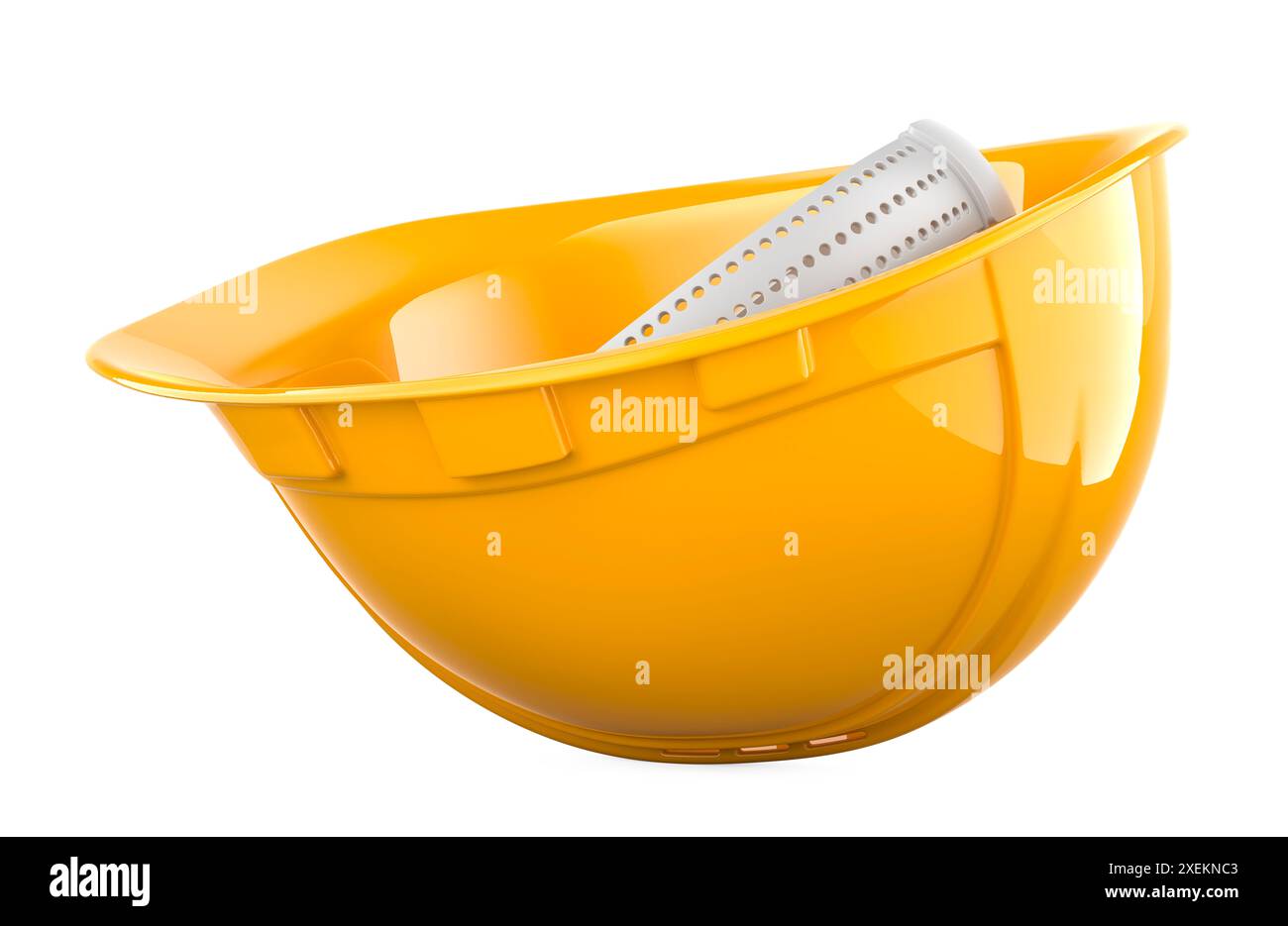 Inverted Construction Orange hard hat. 3D rendering isolated on white ...