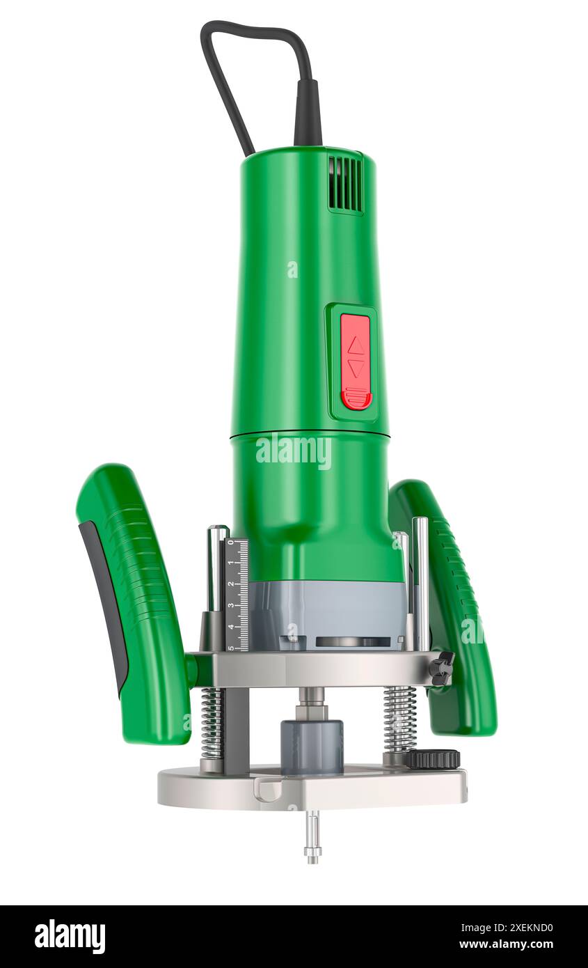 Green Plunge Router, Plunge Woodworking Router, 3D rendering isolated ...
