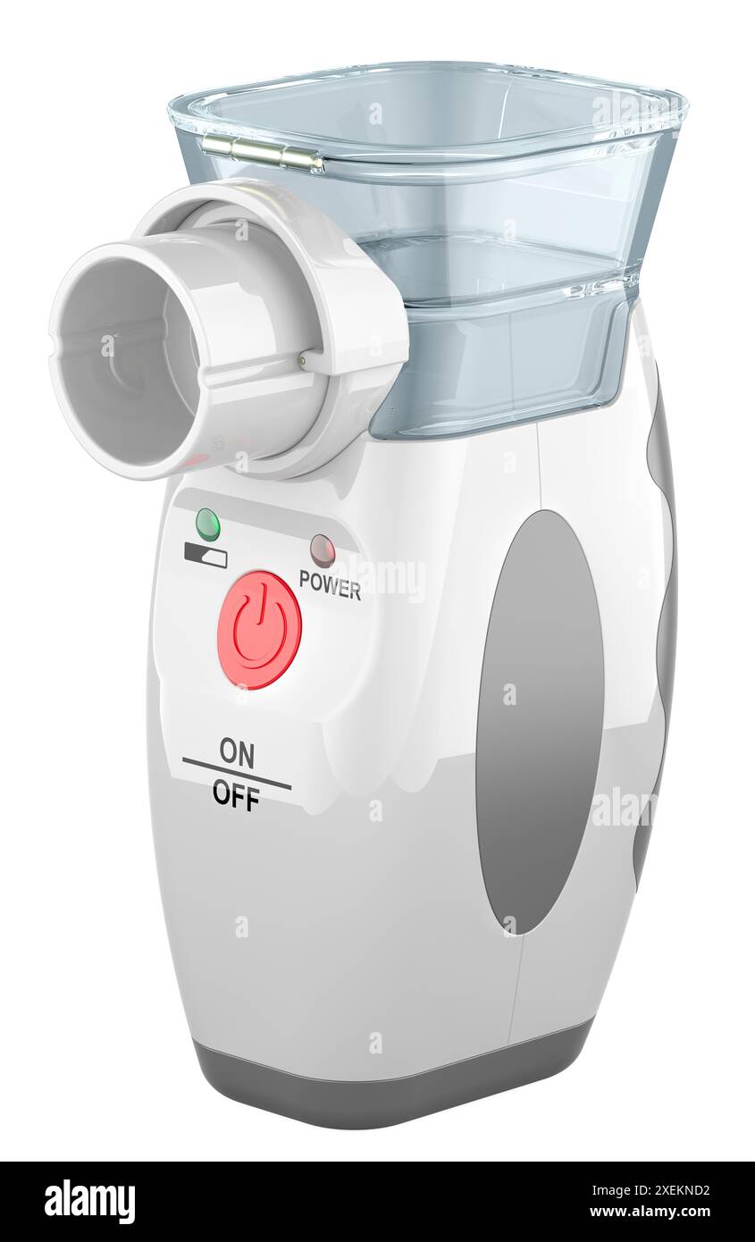 White Portable Nebulizer. Handheld personal steam inhaler. 3D rendering ...