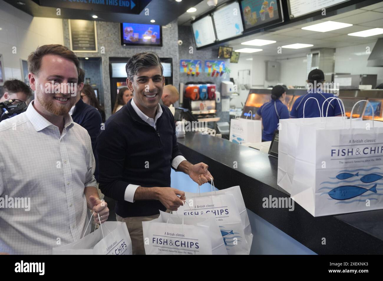 Prime Minister Rishi Sunak buys traditional fish and chips for the ...