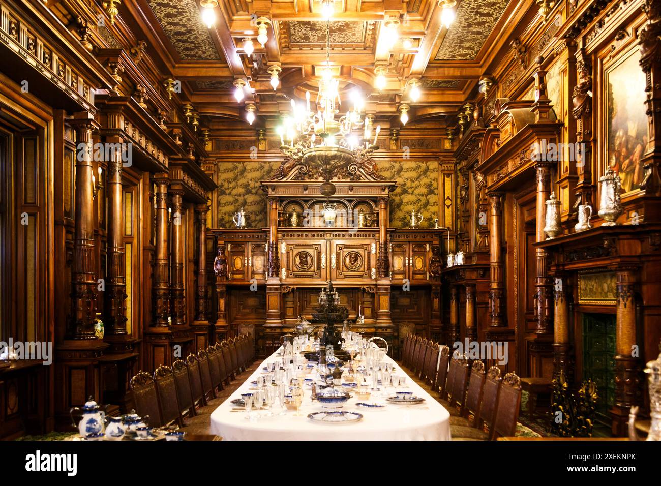 Sinaia, Romania - August 26, 2022: Dining room with served table ...