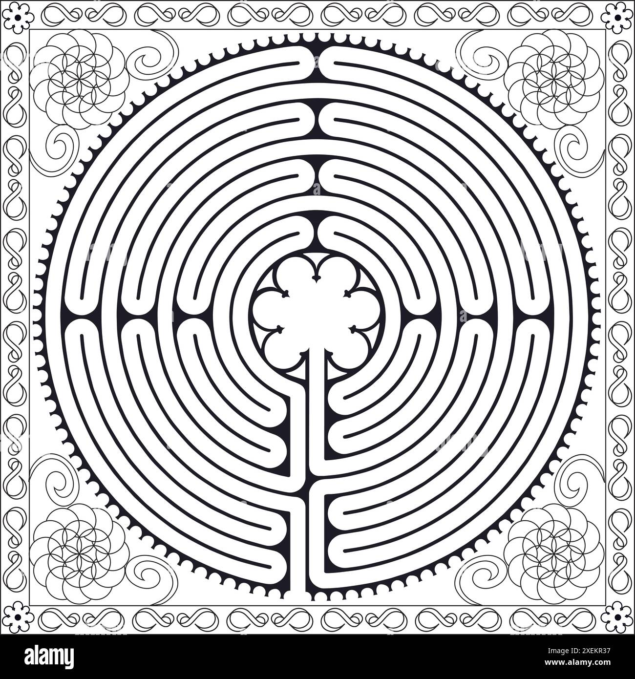Coloring Page Pattern - Labyrinth Cathedral of Chartres Illustration ...