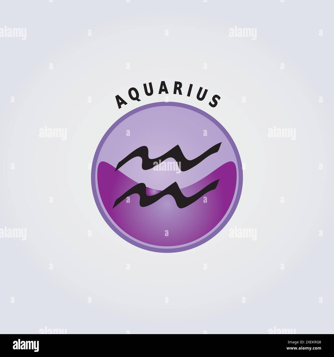 Aquarius Zodiac Sign Astrology Icon with Name on Light Background, Pink ...