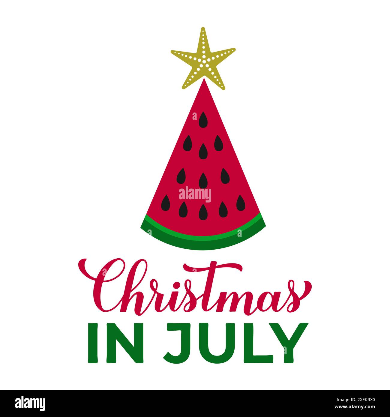 Christmas in July calligraphy hand lettering with watermelon. Summer ...