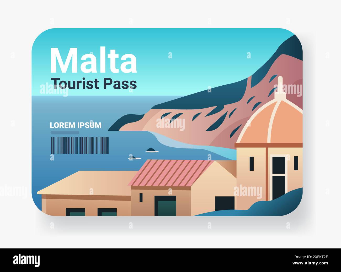 Malta tourist pass design featuring coastal landscape with buildings ...