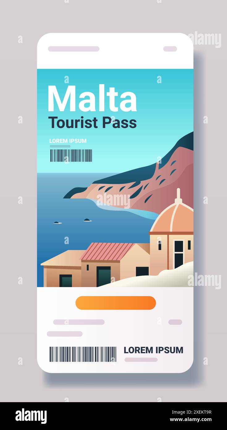 Malta tourist pass with coastal scenery buildings sea and cliffs travel ...