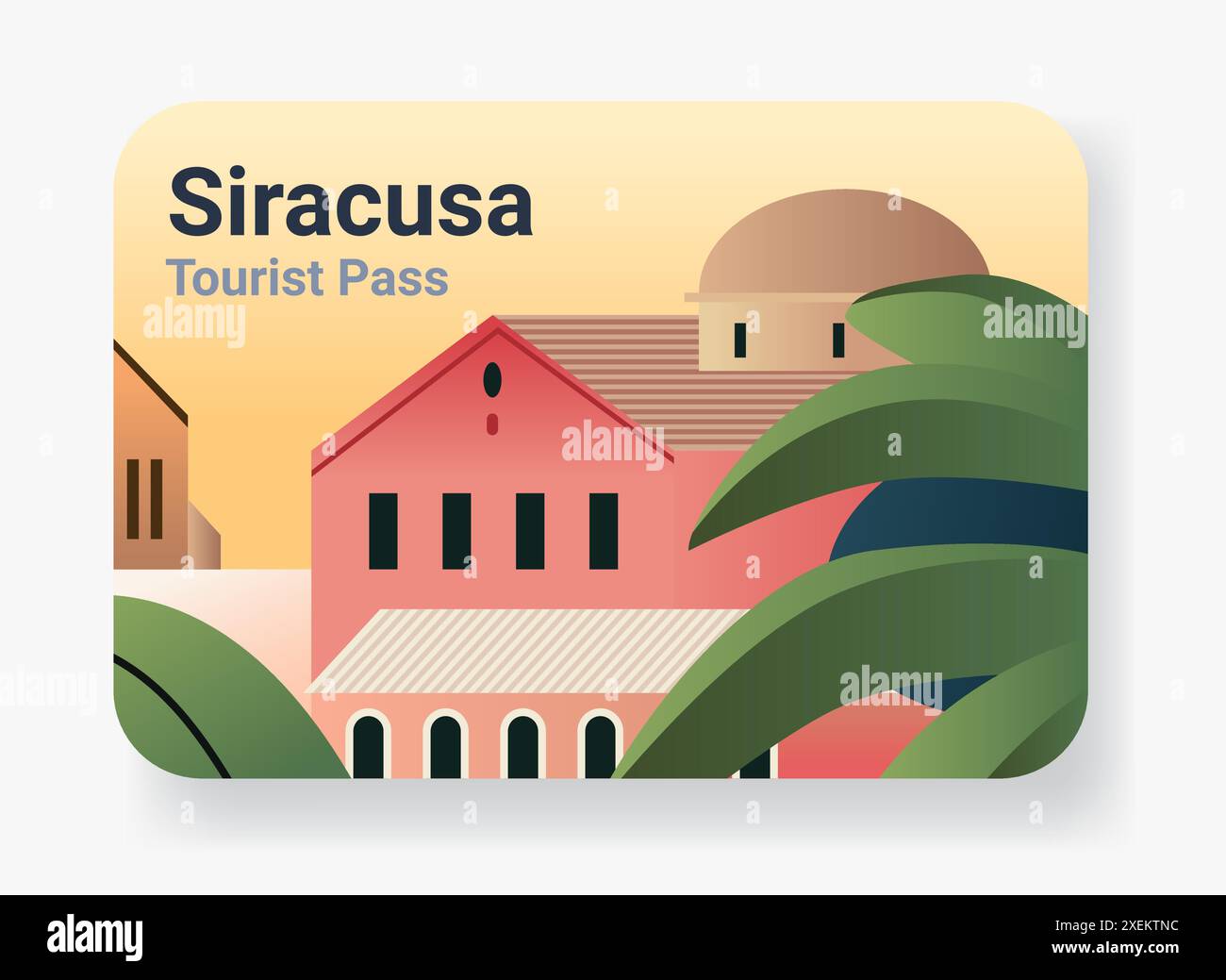 Syracuse tourist pass card design featuring colorful buildings palm ...