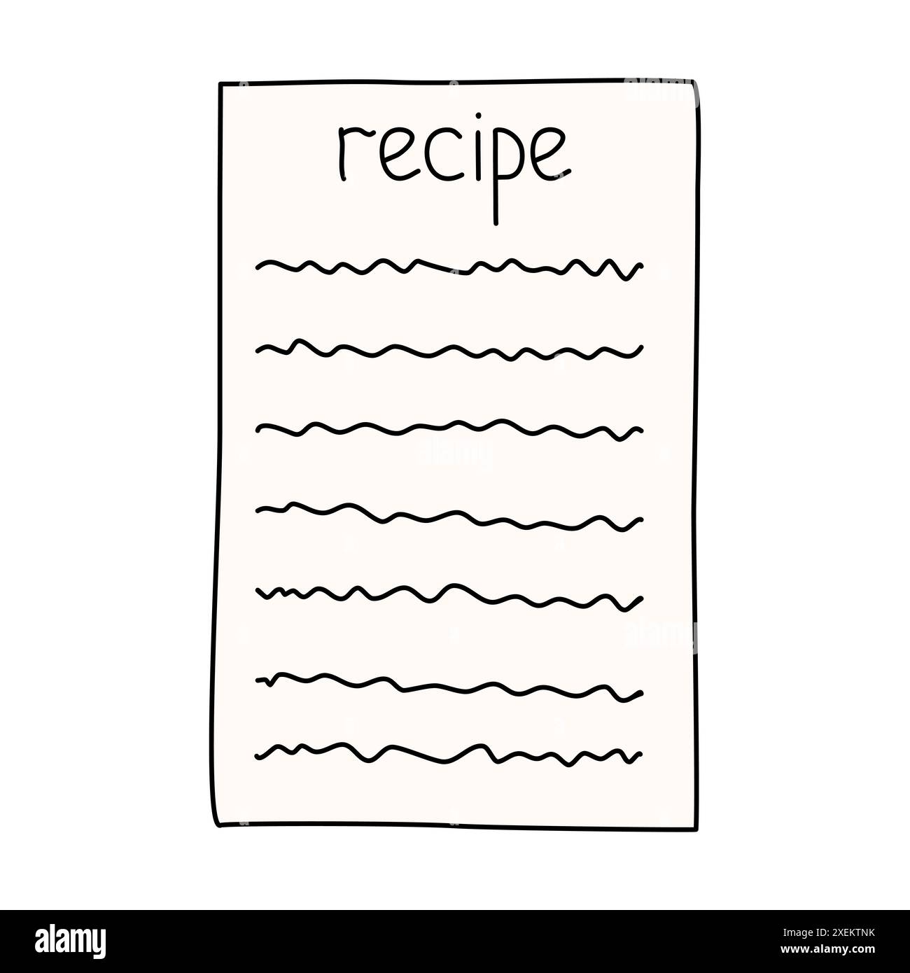 Hand Drawn Stylised Cooking Recipe Card Or Template With Handwritten Calligraphy Doodle Style