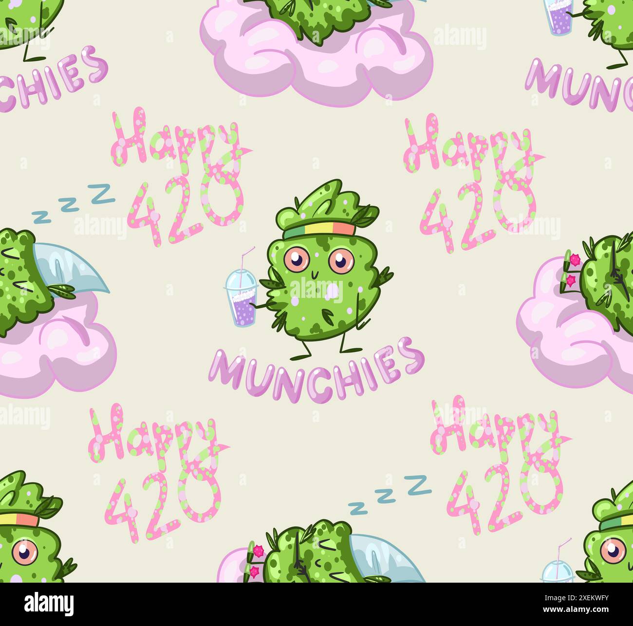 seamless pattern of Marijuana. Legalize cannabis. smoking weed. Vector ...