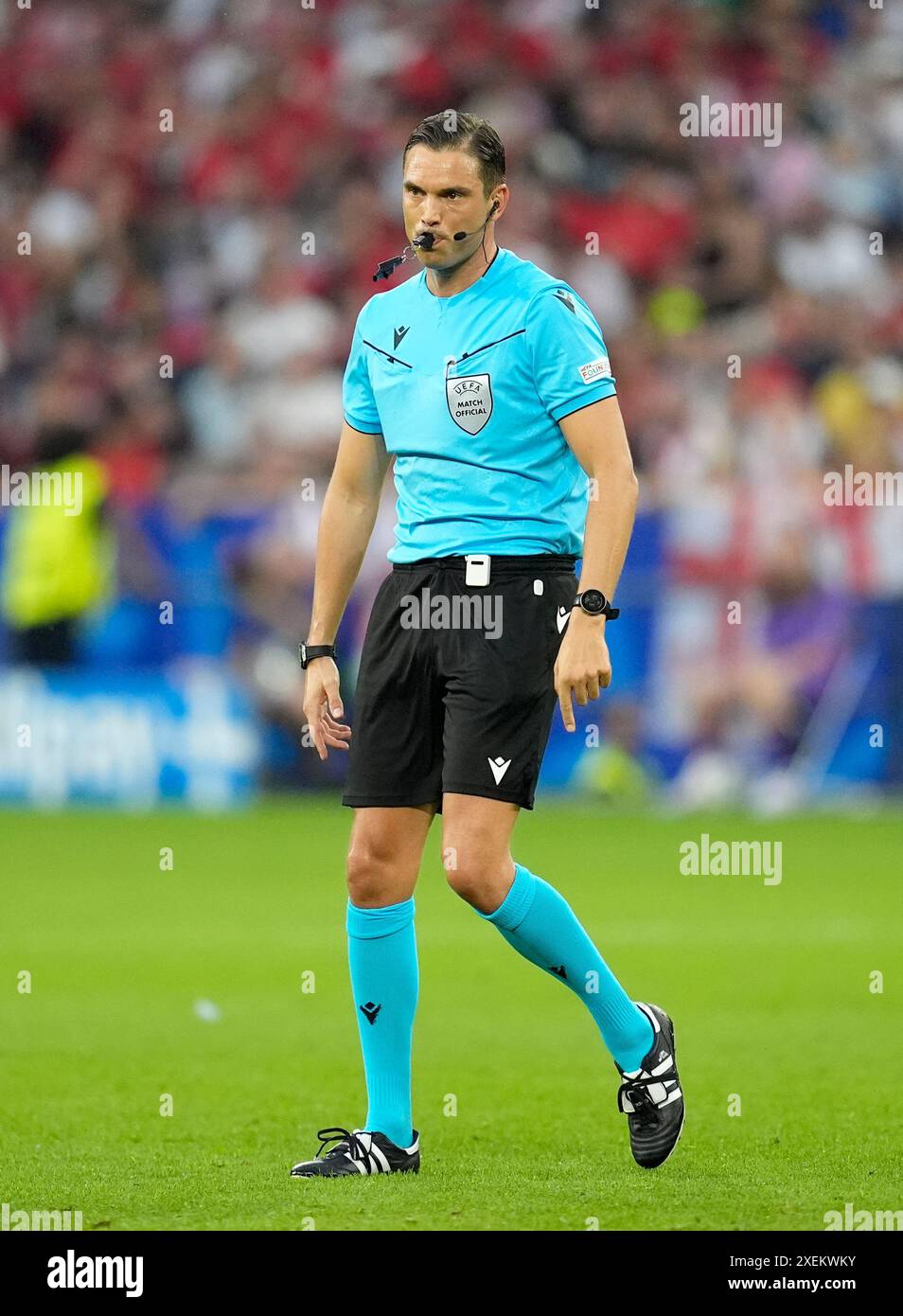 Referee Sandro Scharer the UEFA Euro 2024 Group F match at the Arena ...