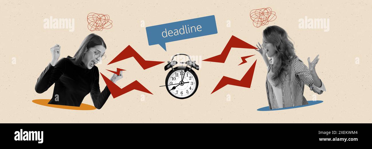 Composite trend artwork sketch image photo collage of target trader business workspace clock ...