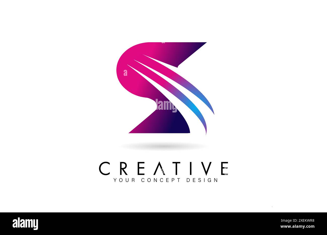 Letter S s Logo Design in purple blue colors with negative space ...