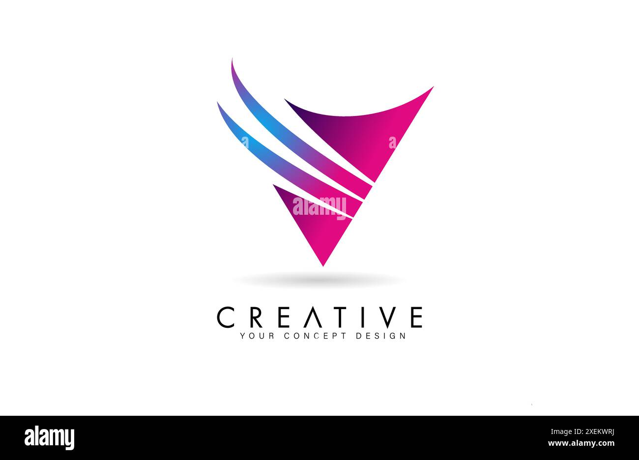 Letter V Logo Design in purple blue colors with negative space Swooshes ...