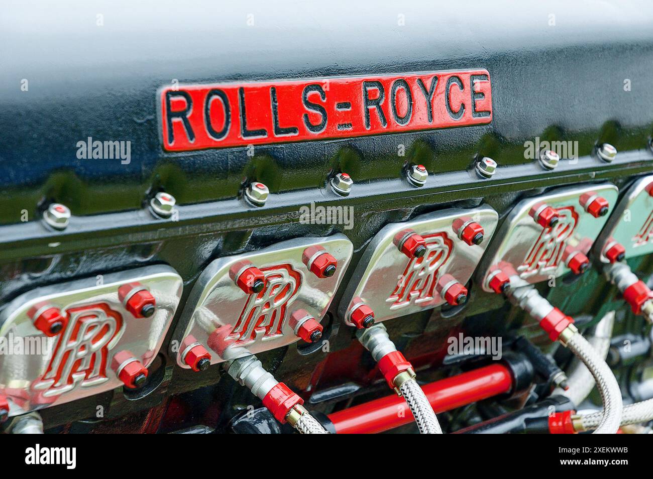 A Rolls-Royce Merlin Spitfire engine on display at a country show in ...