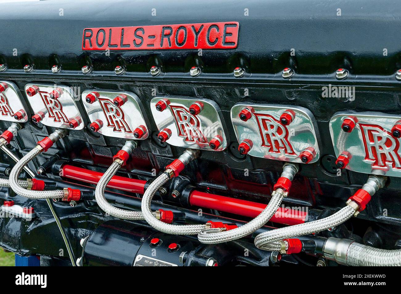 A Rolls-Royce Merlin Spitfire engine on display at a country show in ...