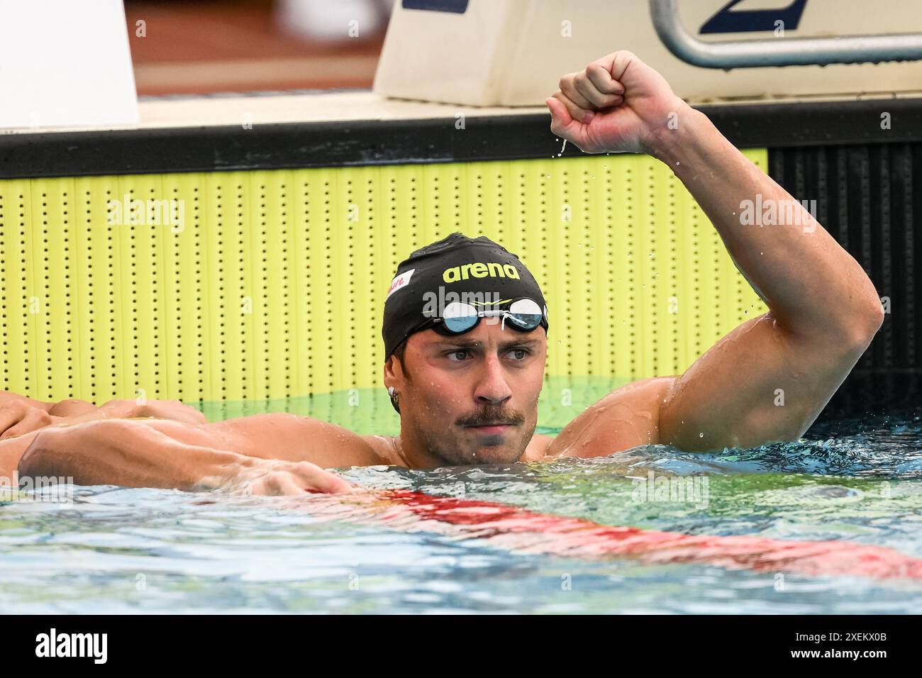Nicolo' Martinenghi of Italy reacts after winning the gold medal in the ...