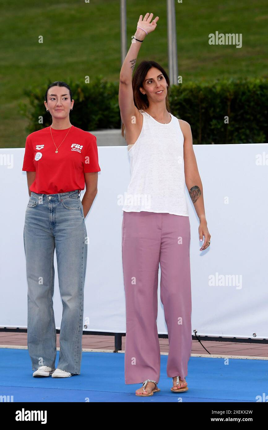 Alessia Filippi attends the medal ceremony of the 1500m Freestyle Women ...